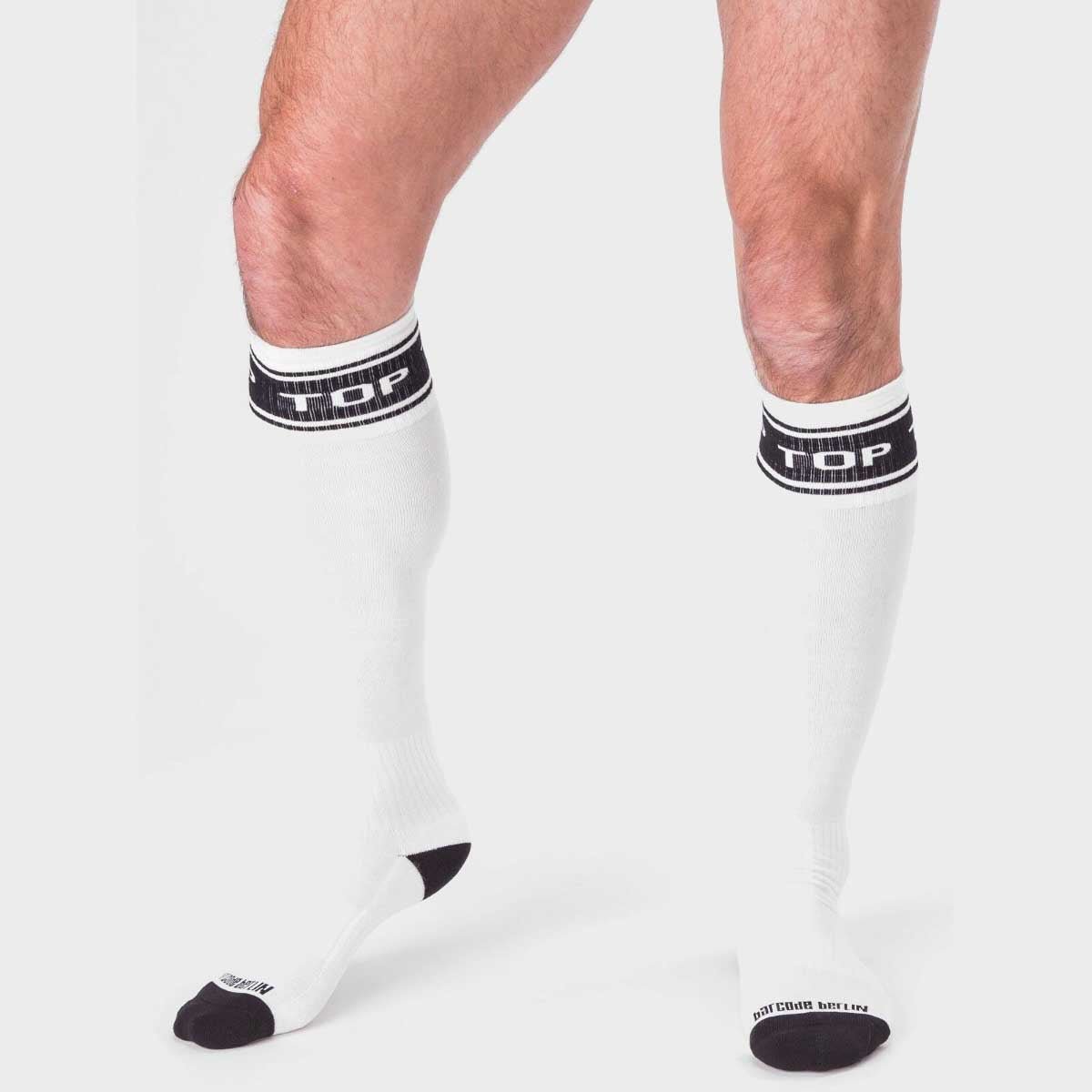 Barcode Berlin Identity Football Socks Top White Black – FETCH